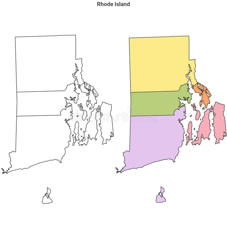 Rhode Island Outline County Map Set - Illustration Version Stock ...