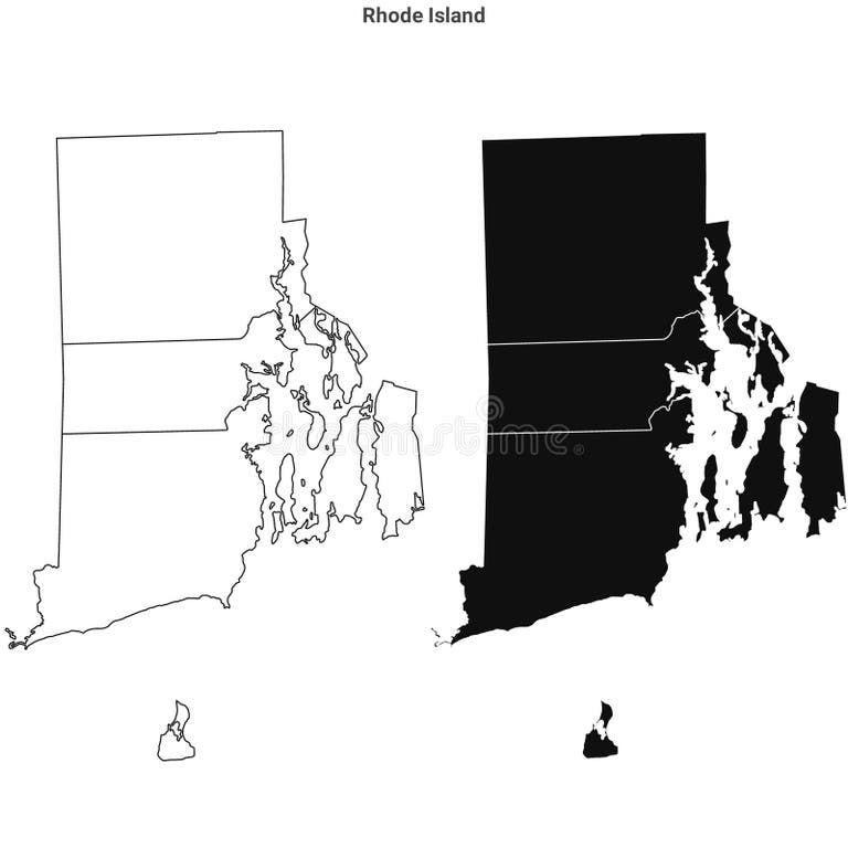 Rhode Island Outline County Map Set - Illustration Version Stock ...