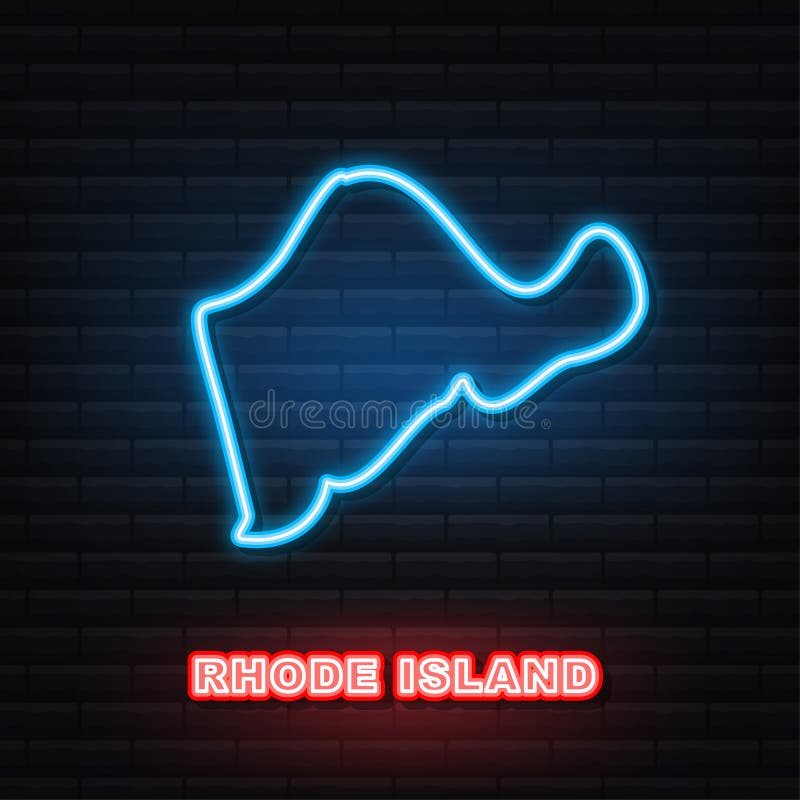 Rhode Island State Map Outline Neon Icon. Vector Illustration. Stock ...