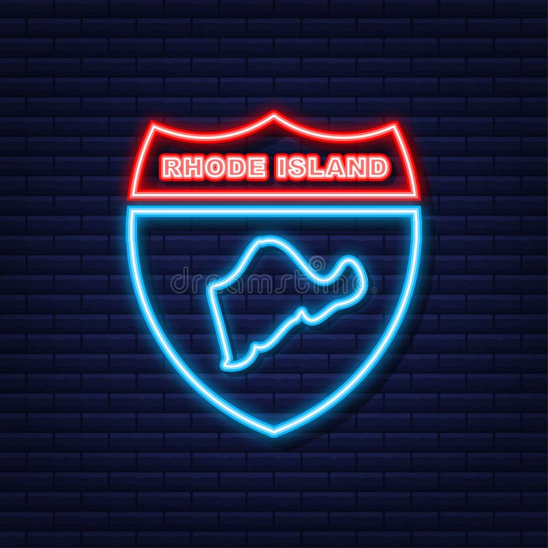 Rhode Island State Map Outline Neon Icon. Vector Illustration. Stock ...