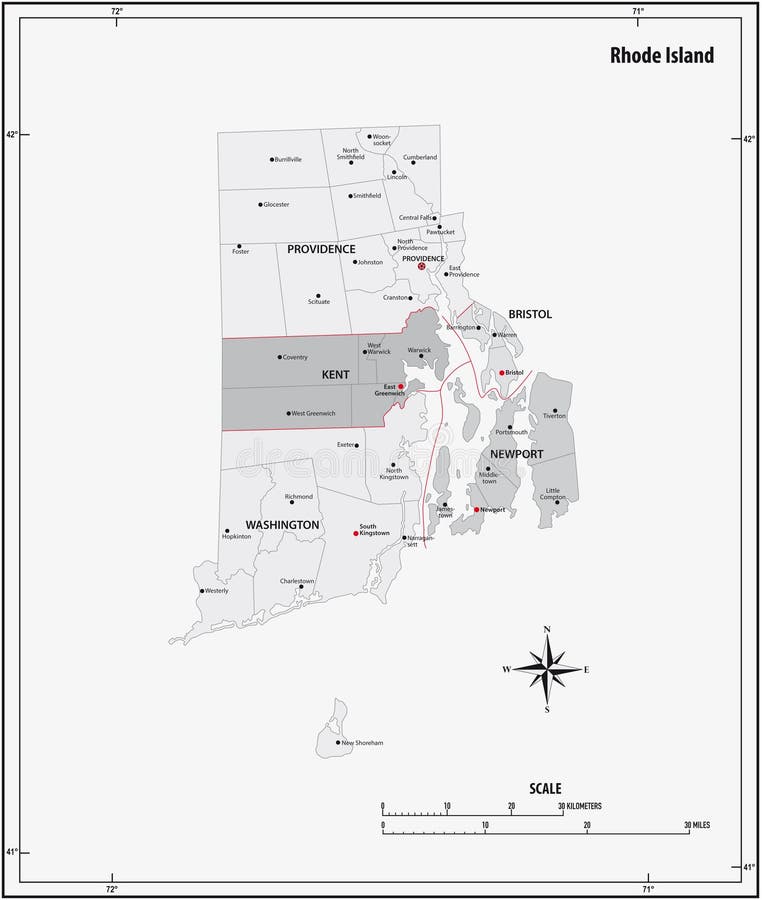 Rhode Island State Outline Administrative and Political Vector Map in ... Rhode Island State Outline Administrative and Political Vector Map in ...