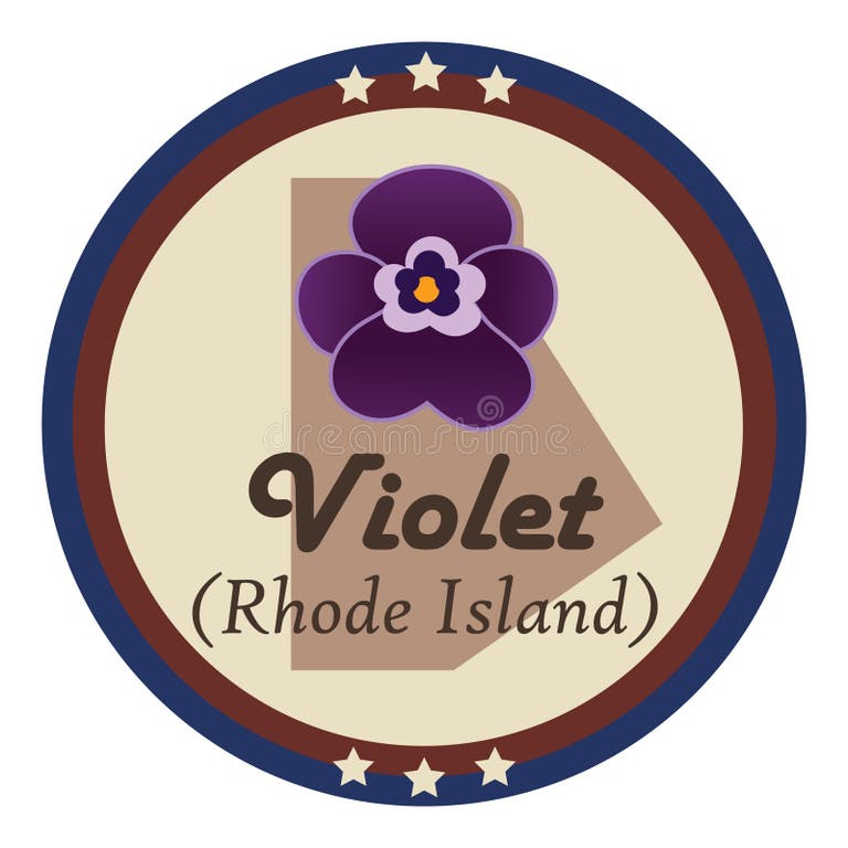Rhode Island State with Violet Flower. Vector Illustration Decorative ...