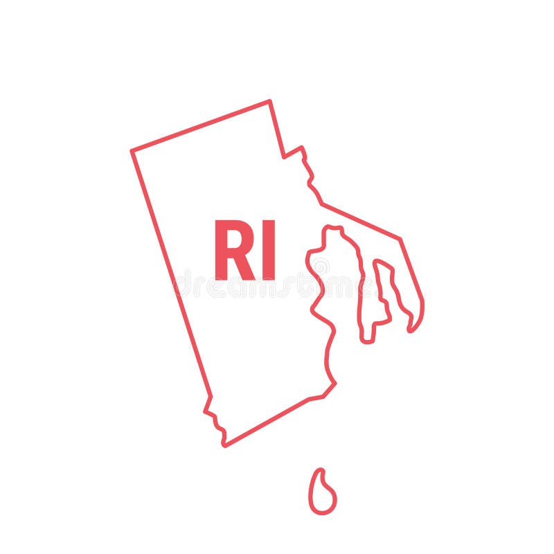 Rhode Island US State Map Red Outline Border. Vector Illustration. Two ... Rhode Island US State Map Red Outline Border. Vector Illustration. Two ...