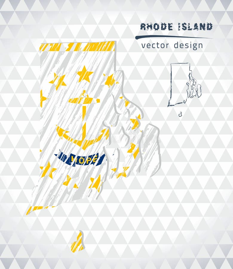 Rhode Island National Vector Drawing Map on White Background Stock ...
