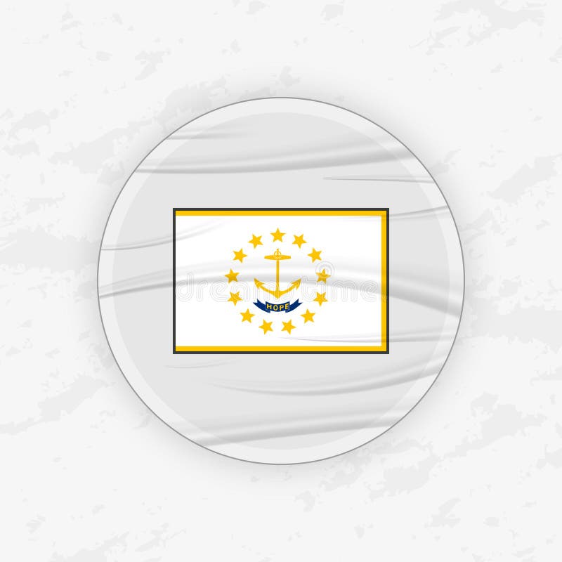 Rhode Islander Flag in a Circular Emblem Design, Abstract Round Sticker ...