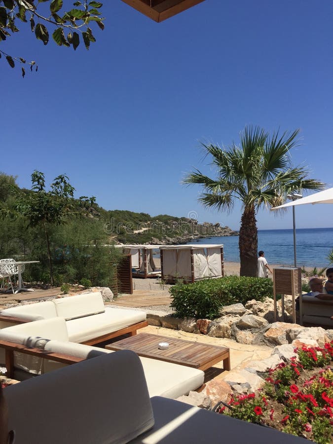 Rhodes on the beach stock photo. Image of cottage, estate - 364496016
