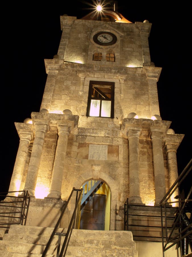 Rhodes Clock Tower stock image. Image of knight, fortress - 33370619
