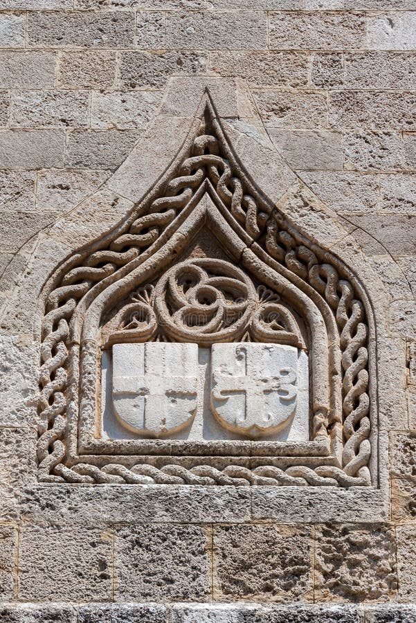 Rhodes Knights Code of Arms Wall Stock Image - Image of knights, shield ...
