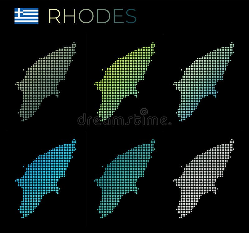 Rhodes Map Filled with Concentric Circles. Stock Vector - Illustration ...