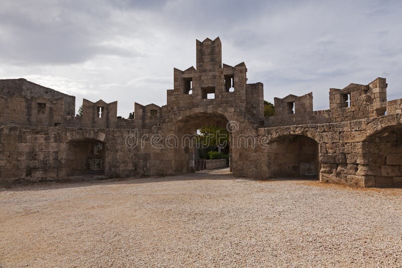 Rhodes fortifications stock image. Image of medieval - 25121575