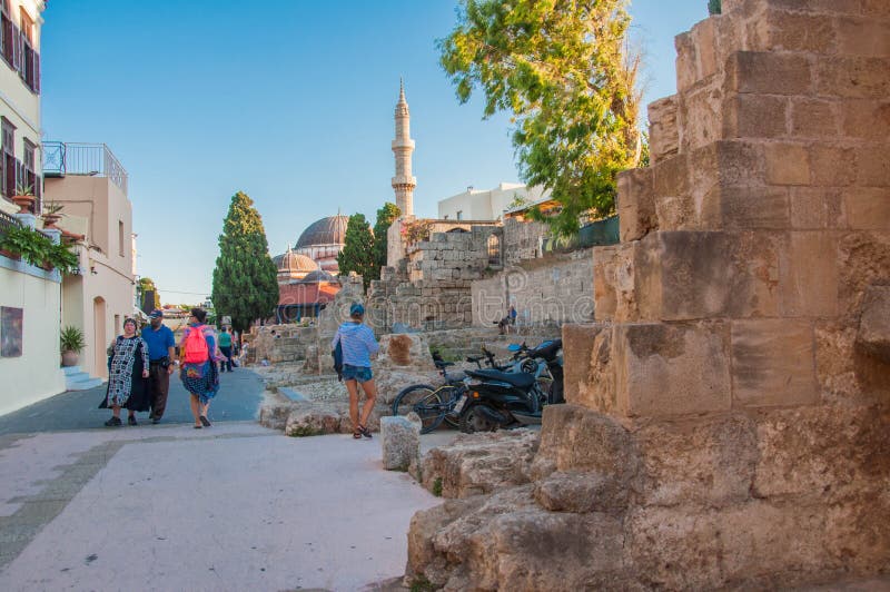 Rhodes, Greece - August 11, 2018: Architecture and Landmarks, Old Town ...
