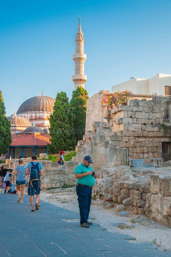 Rhodes, Greece - August 11, 2018: Architecture and Landmarks, Old Town ...