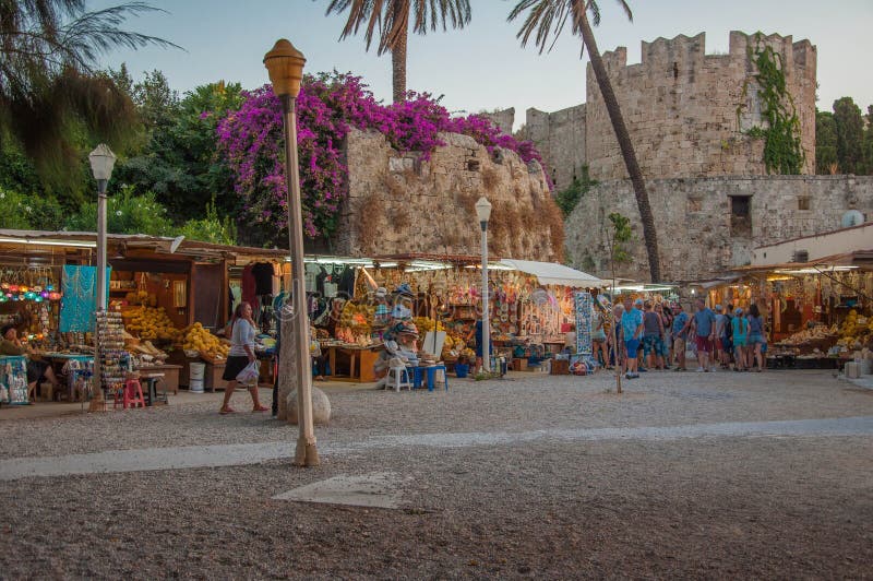 Rhodes, Greece - August 11, 2018: Architecture and Landmarks, Old Town ...