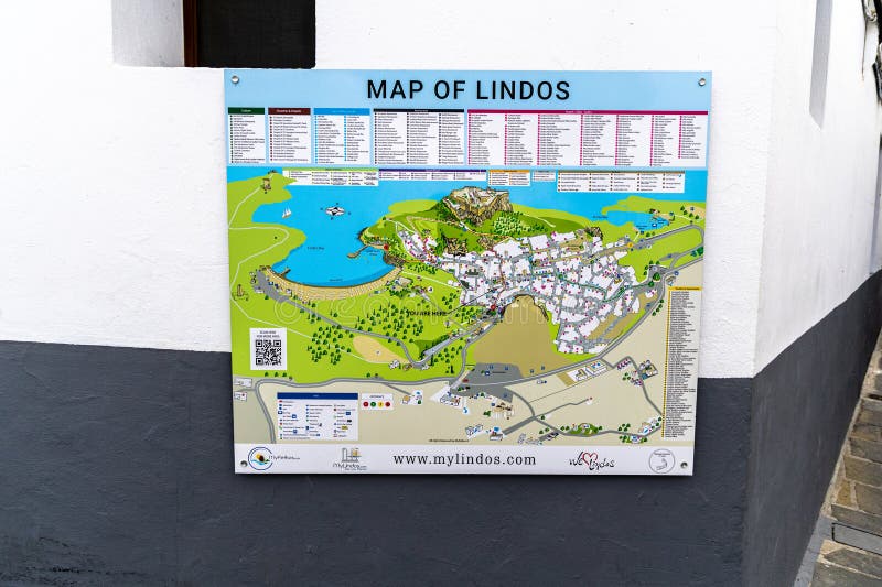 Rhodes, Greece - May 9, 2024: Map of Lindos Town Editorial Image ...