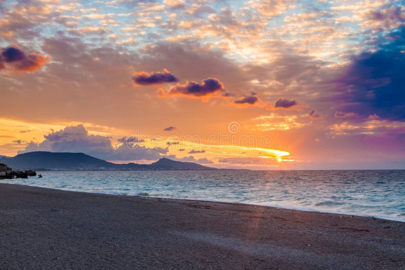 Rhodes Greece Sunset stock image. Image of europe, rodos - 47216857