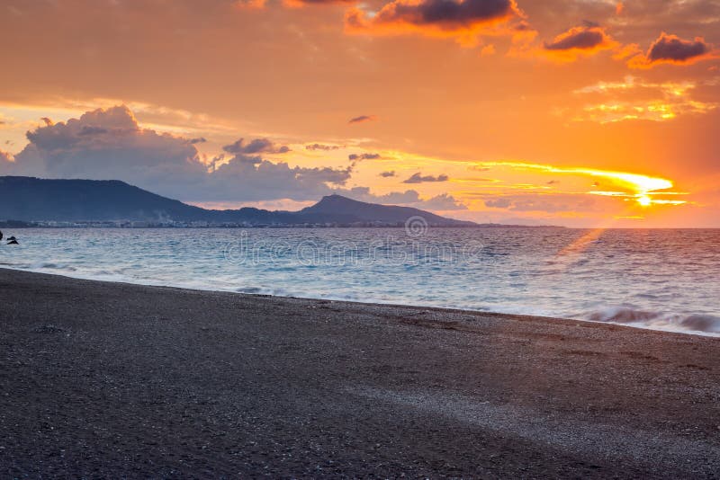 Rhodes Greece Sunset stock photo. Image of destinations - 47216868