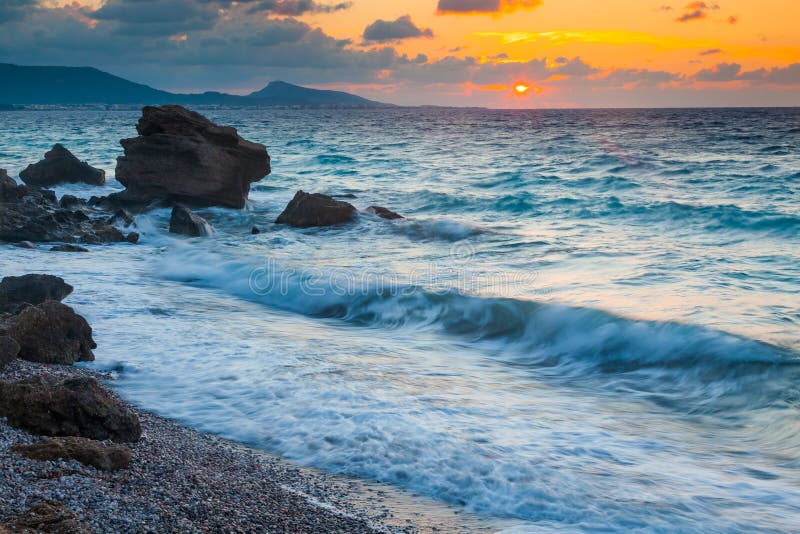 Rhodes Greece Sunset stock image. Image of europe, rodos - 47216857