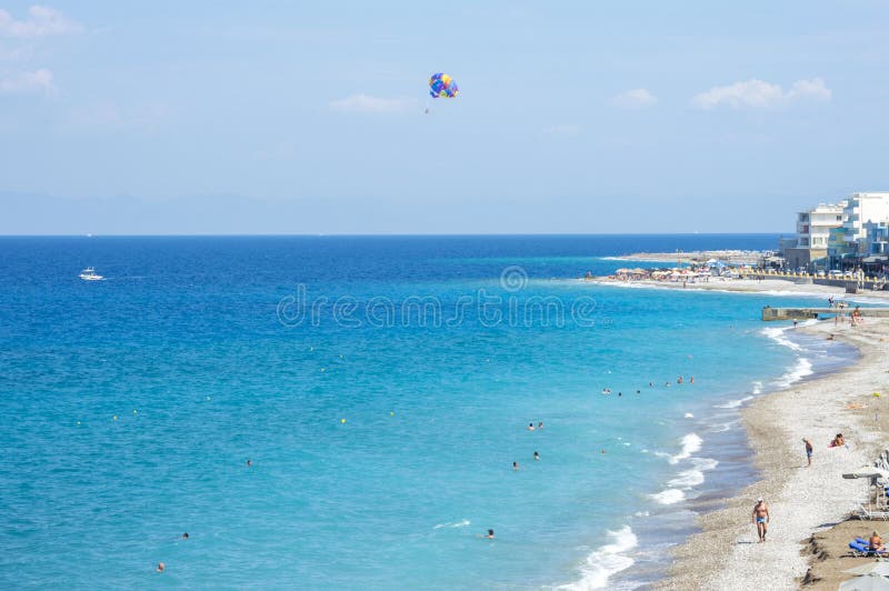 09 15 2021 Rhodes Greece View of Akti Kanari Beach Editorial Photo ...
