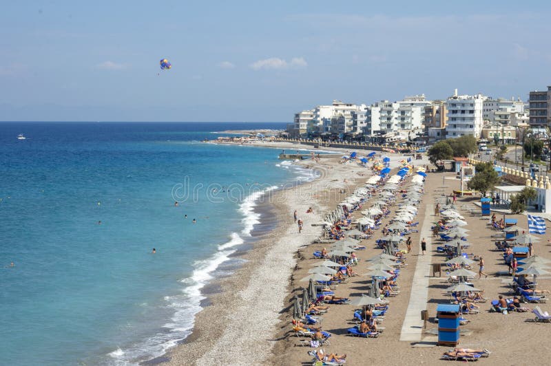 09 15 2021 Rhodes Greece View of Akti Kanari Beach Editorial Image ...