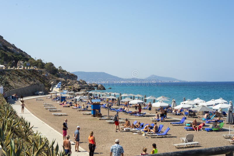 09 15 2021 Rhodes Greece View of Akti Kanari Beach Editorial Stock ...