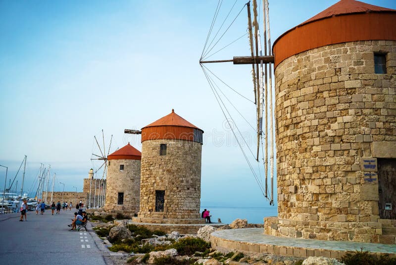 Windmills in the City of Rhodes on the Island of Rhodes Editorial ...