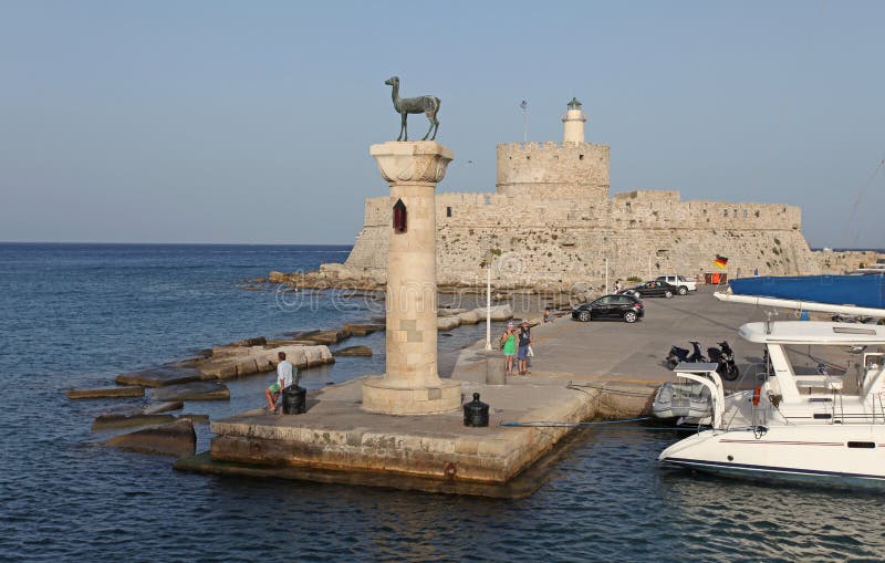 Rhodes Mandraki Harbour, Greece Editorial Stock Photo - Image of ...