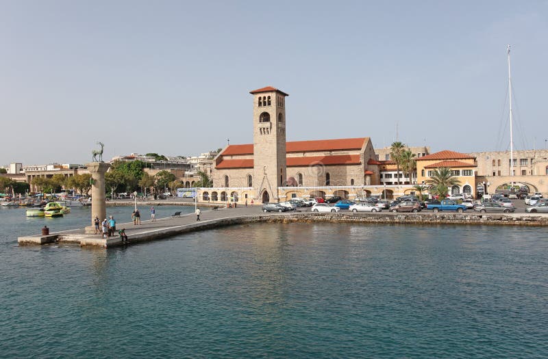 Rhodes Mandraki Harbour, Greece Editorial Image - Image of famous ...