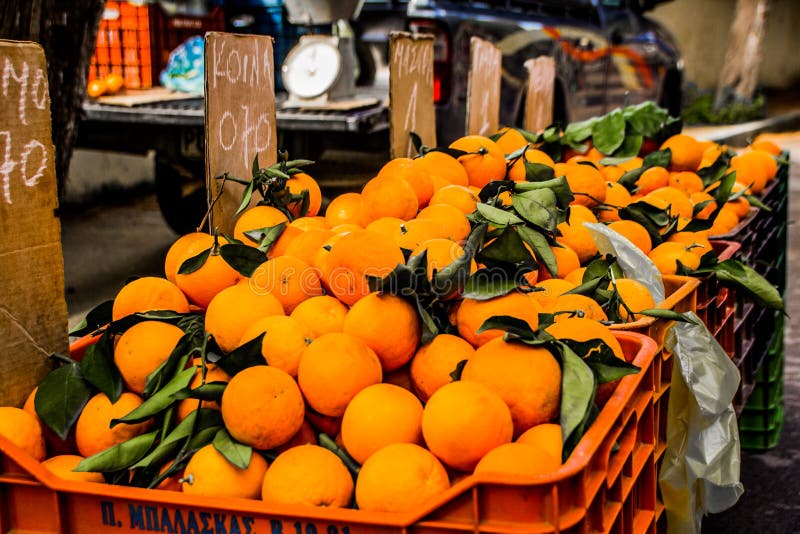 Rhodes market- Oranges stock photo. Image of greece, vegetables - 79112298