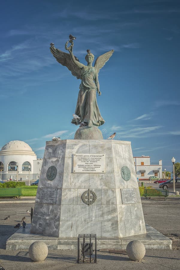 Statue Des Sieges Bei Rhodos Griechenland Stockbild - Bild von denkmal ...