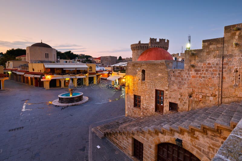 Rhodes town. stock photo. Image of aegean, fountain, dodecanese - 82586074