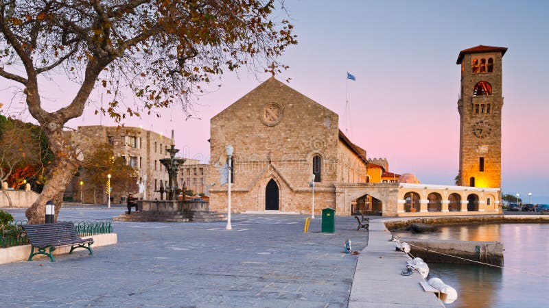 Rhodes town. stock photo. Image of greek, sunrise, europe - 82633272