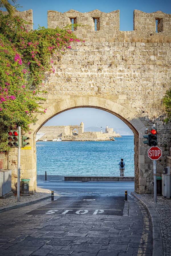 Rhodes Virgins Gate editorial stock photo. Image of landscape - 222199428