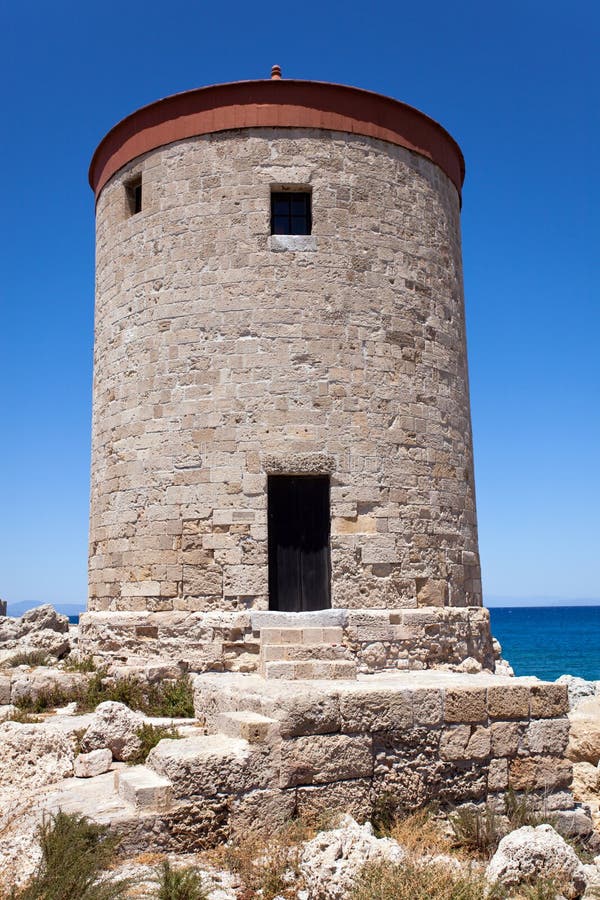 Rhodes Windmill stock photo. Image of europe, journey - 22846668