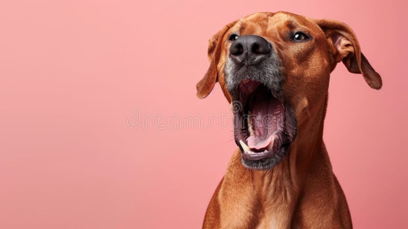 Rhodesian Ridgeback, Angry Dog Baring Its Teeth, Studio Lighting Pastel ...