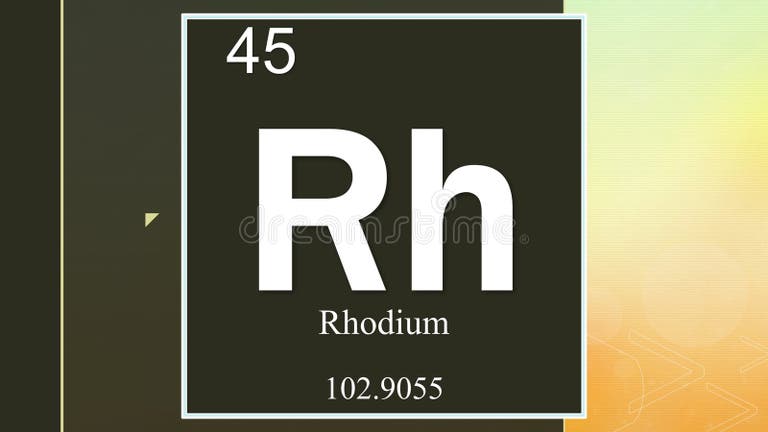 Rhodium Chemical Element Symbol on Black Yellow Solid and Gradient ...