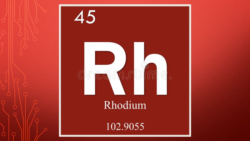 Rhodium Chemical Element Symbol on Red Abstract Background Stock ...