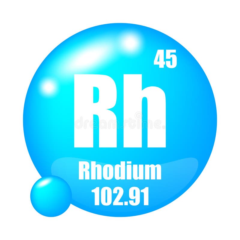 Rhodium Icon. Rh Chemical Element. Atomic Number 45. Mass 102.91. Blue ...