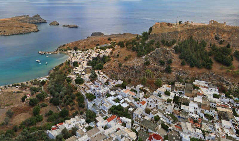 Rhodos stock photo. Image of promontory, water, village - 28702322