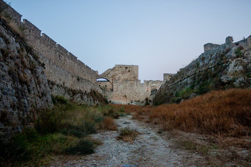 Rhodos old town old moat stock image. Image of grass - 57332655