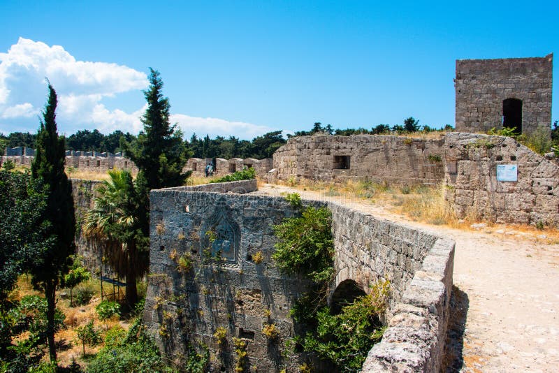 City Wall of Rhodes Town editorial stock image. Image of village ...