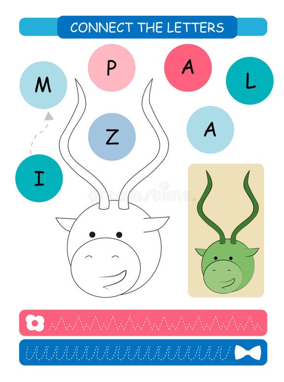 Connect the Letters - Impala. Printable Worksheet for Preschool and ...