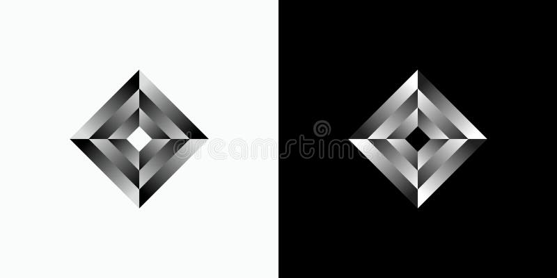Rhombus Diamond Vector Logo Design with Perspective and Transparent ...