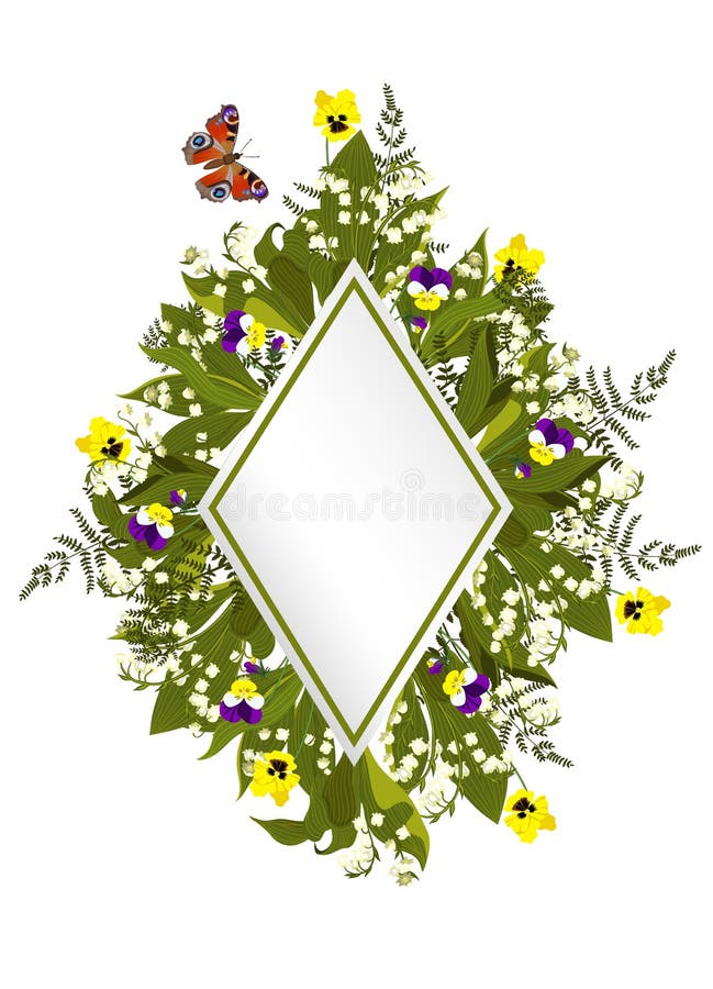 Rhombus Frame with Nasturtium on a White Background. Vector Graphics ...