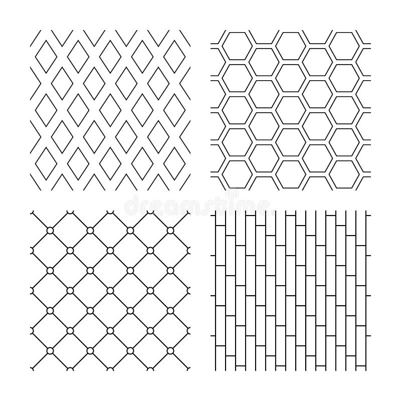 Rhombus Grid and Waves Lines Seamless Textures Stock Vector ...