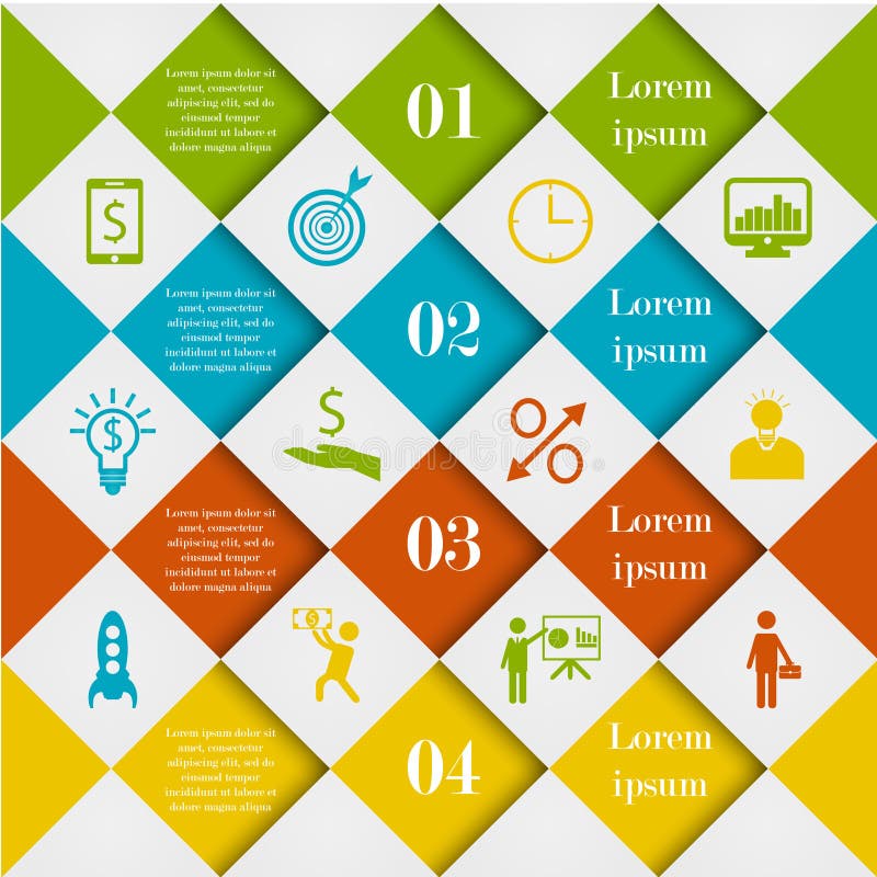 Rhombus Infographic Template Divided To Four Parts from Double Outlines ...