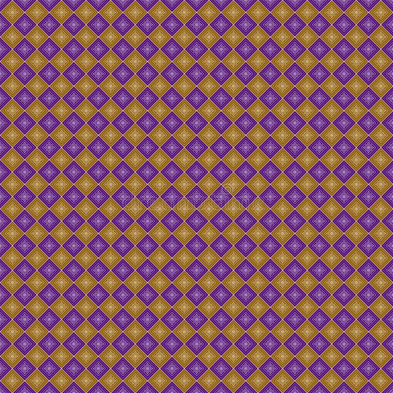 Rhombus Layout Seamless Pattern with Gold and Purple Colors Stock ...