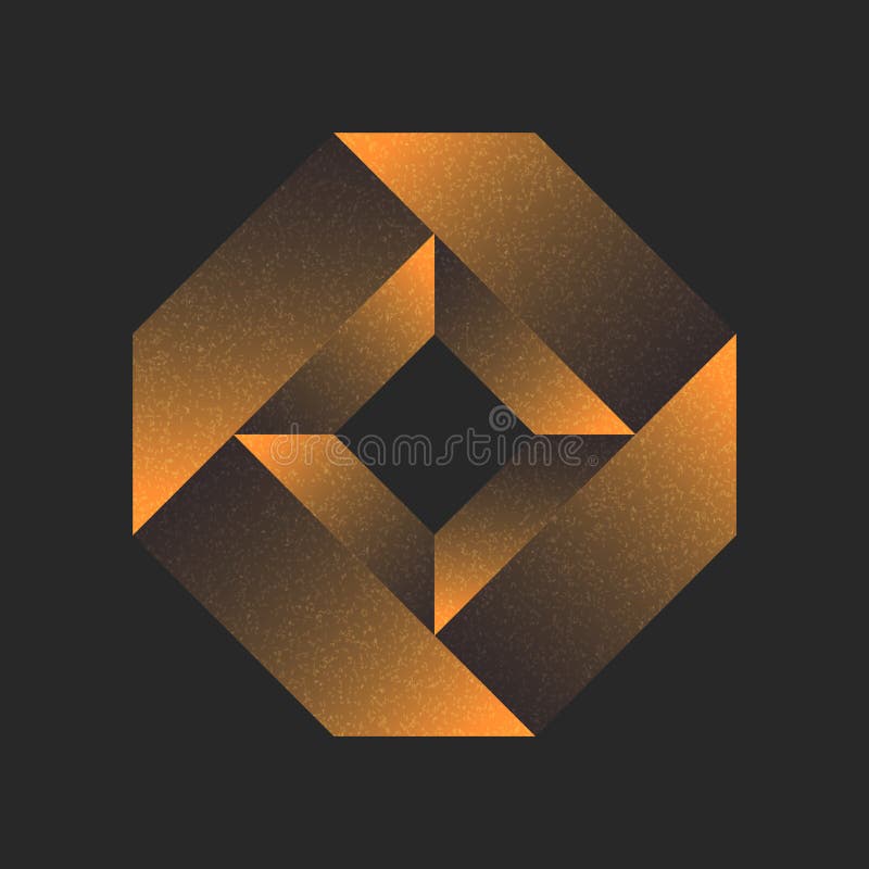 Rhombus Logo Geometric 3d Shape Abstract Dark Yellow Gradient, Impossible Object Design with ...
