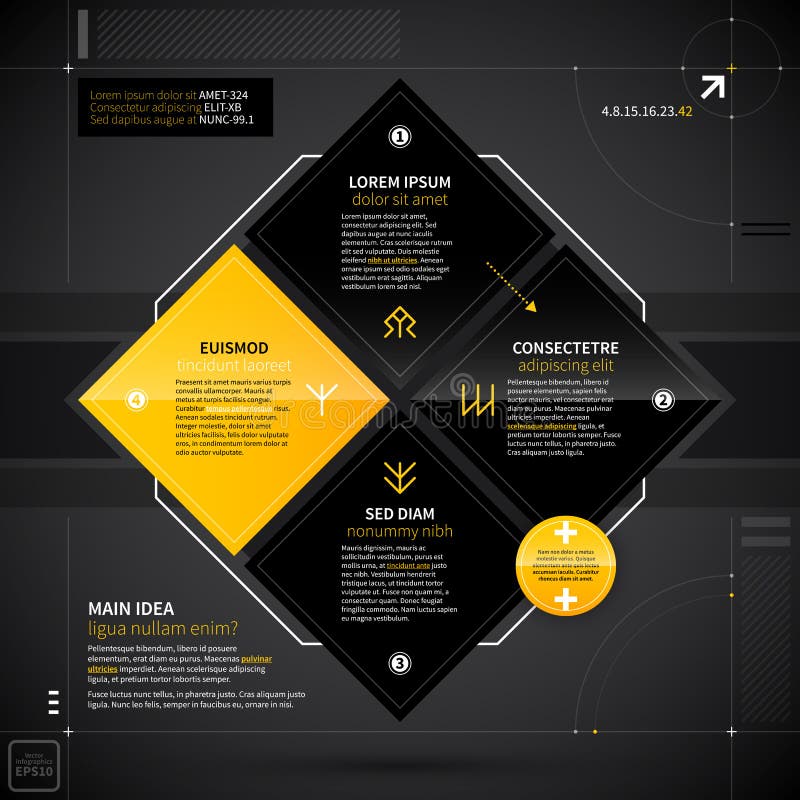 Rhombus Made of Four Options in Techno Style. Stock Vector ...
