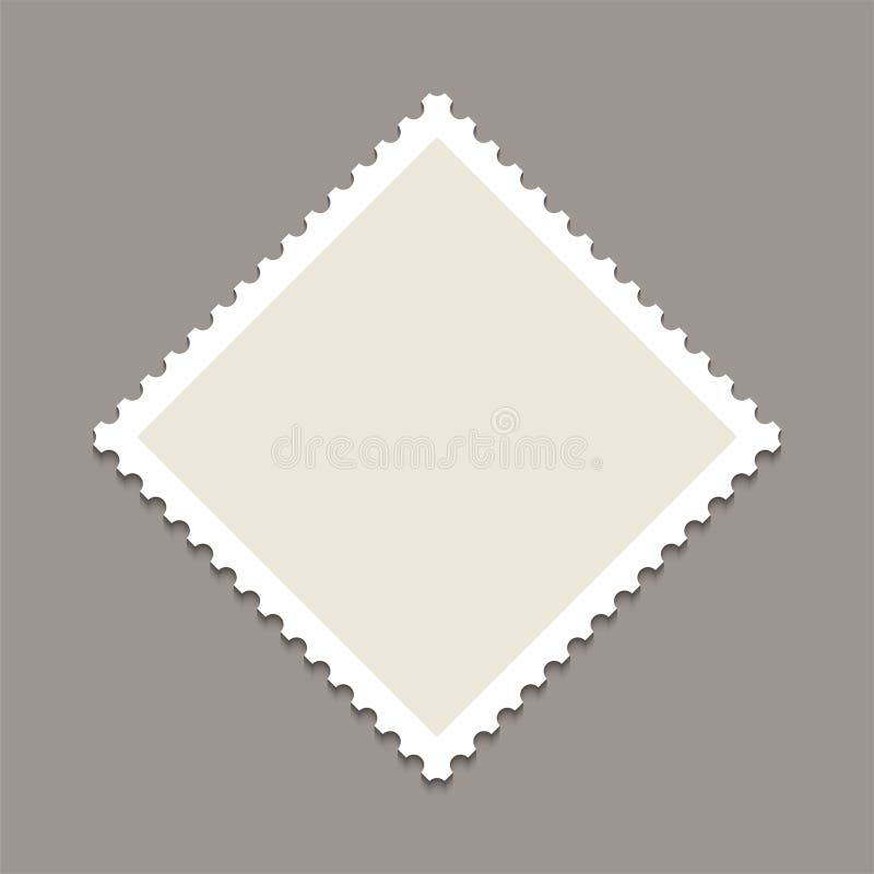 Rhombus Postage Perforated Label. Empty Mail Stamp. White Paper ...