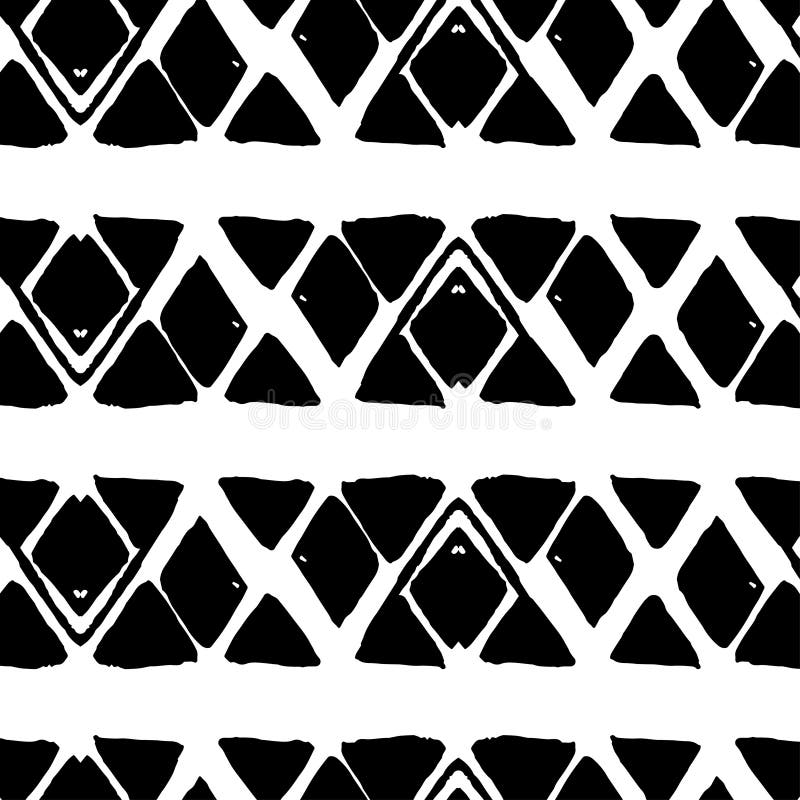 Rhombus Simple Seamless Pattern Hand Drawn, Vector. Stock Vector ...